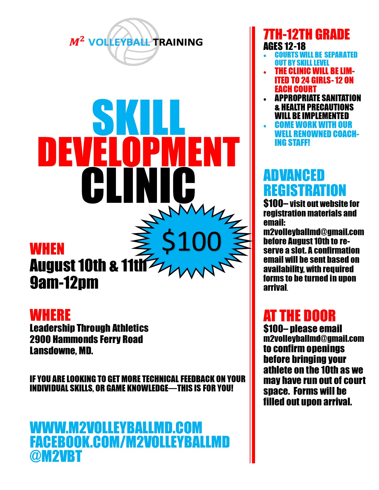 Skill Development Clinic Coming up August 10-11th! – M2 Volleyball Training